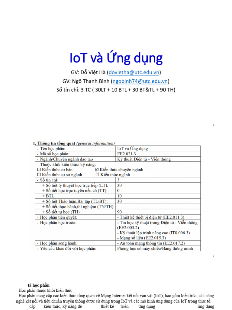 Chương 1. IoT - UD - B1 - Gioi Thiêu Chung | PDF
