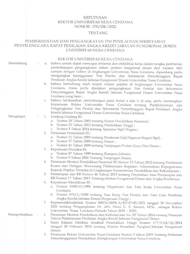 SK Tim Angka Kredit Undana | PDF