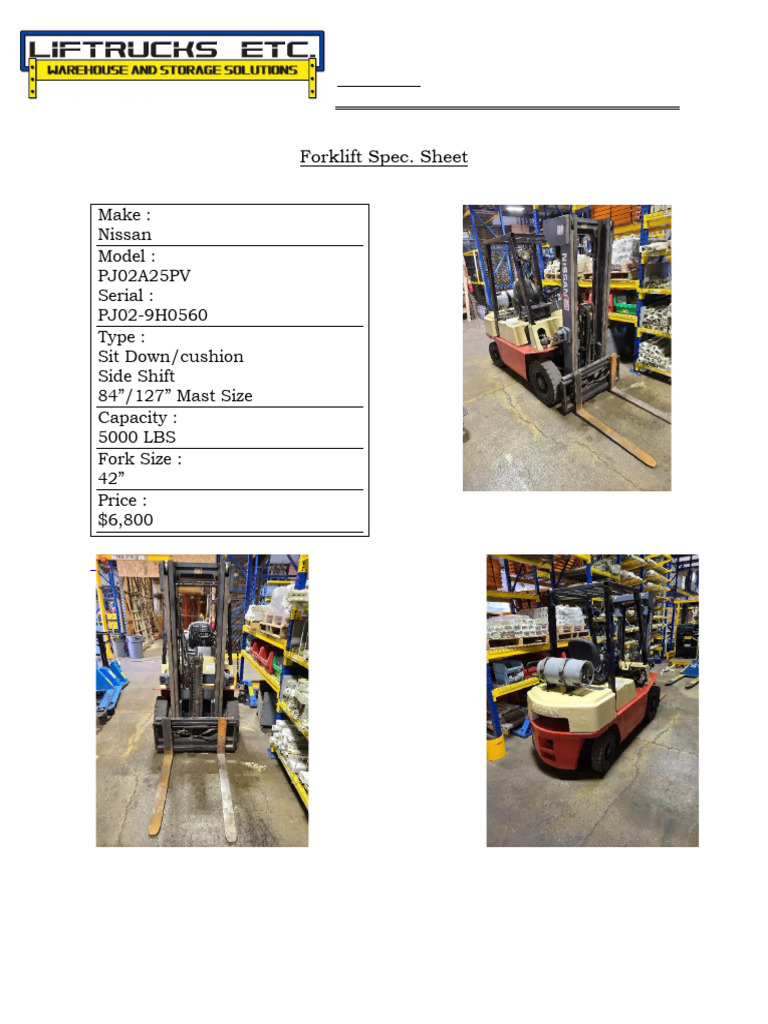 5000-LBS-Nissan-Forklift-PJ02-9H0560 | PDF