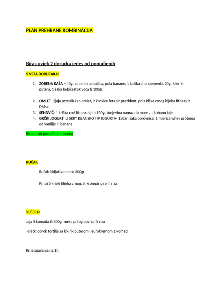 Plan Prehrne 2 | PDF