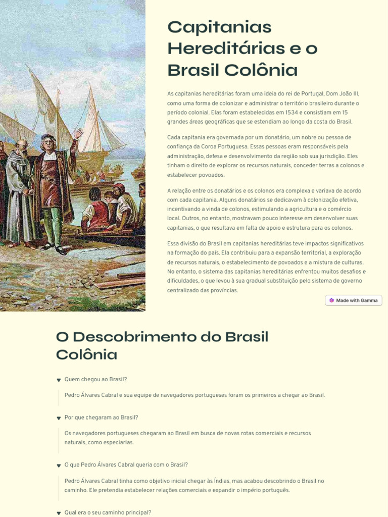 Capitanias Hereditarias E O Brasil Colonia Pdf Brasil Povos Indígenas