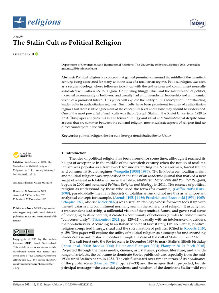 The Stalin Cult As Political Religion | PDF | Joseph Stalin ...