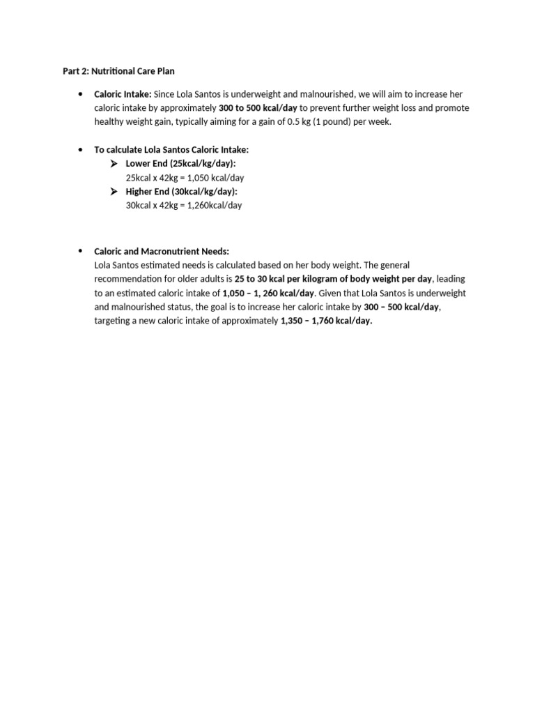 Caloric Intake | PDF