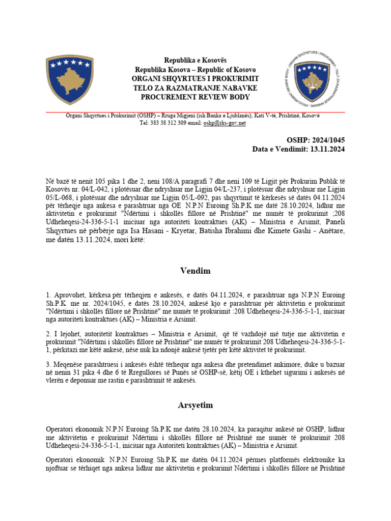 Vendimi - TH - 2024 1045 | PDF