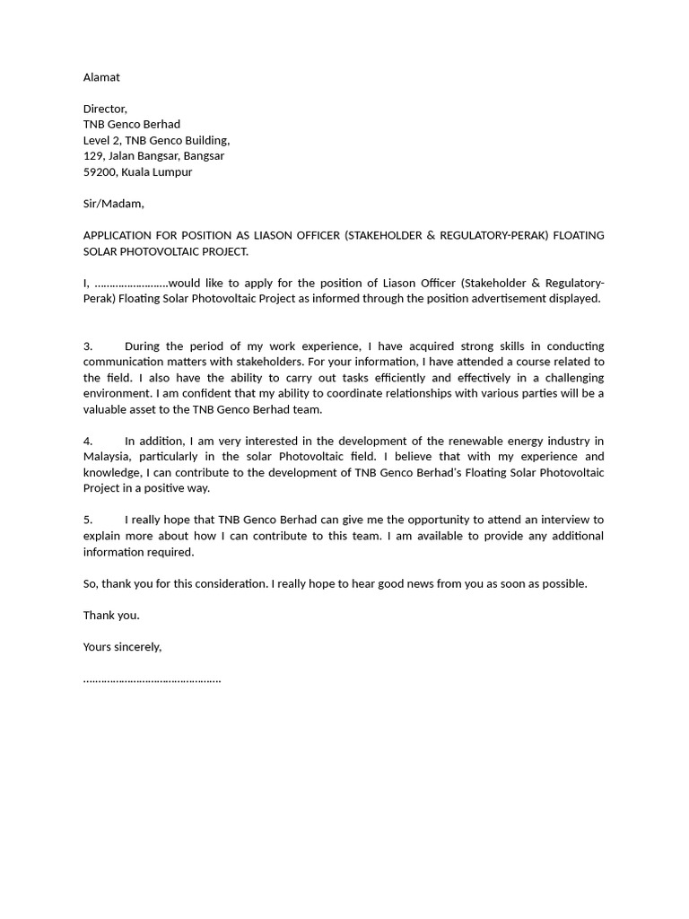 Cover Letter BI | PDF