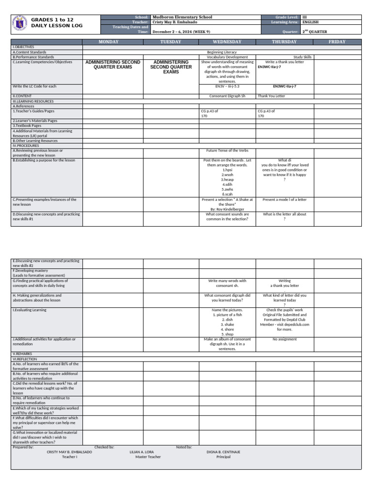 DLL_ENGLISH 3_Q2_W9 | PDF | Learning | Cognition