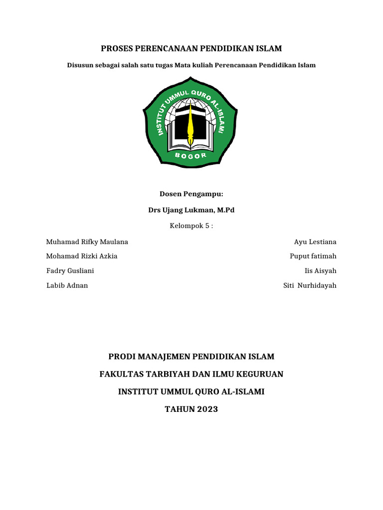 Proses Perencanaan Pendidikan (Kel 5) | PDF
