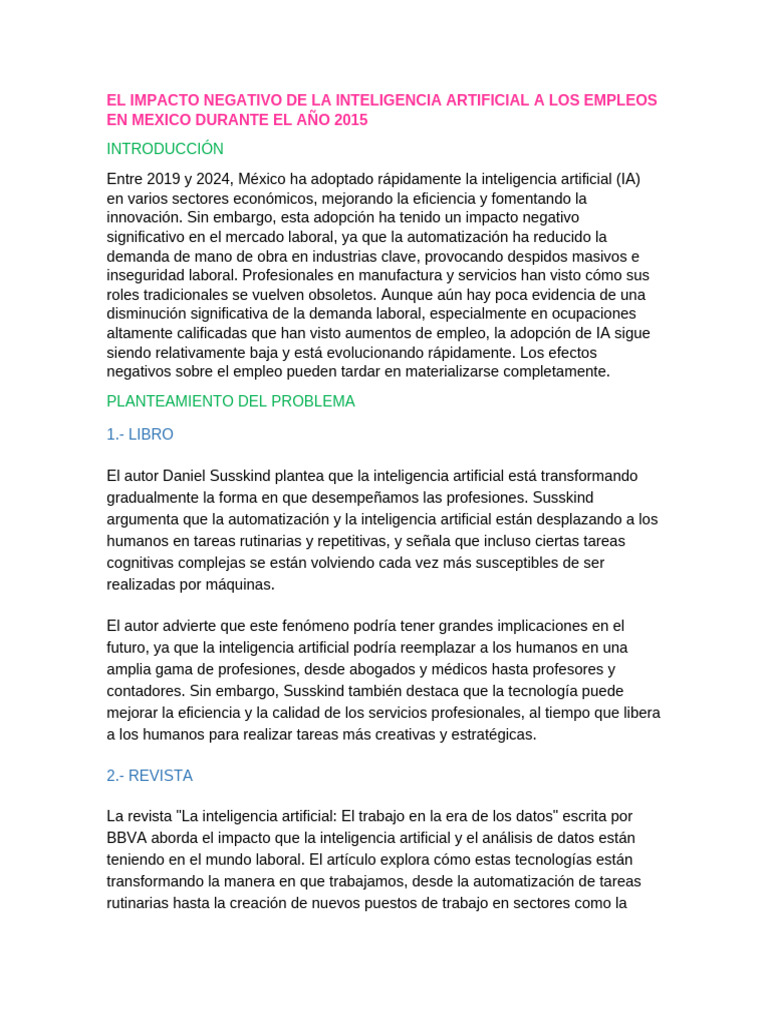 El Impacto Negativo de La Inteligencia Artificial A Los Empleos en ...