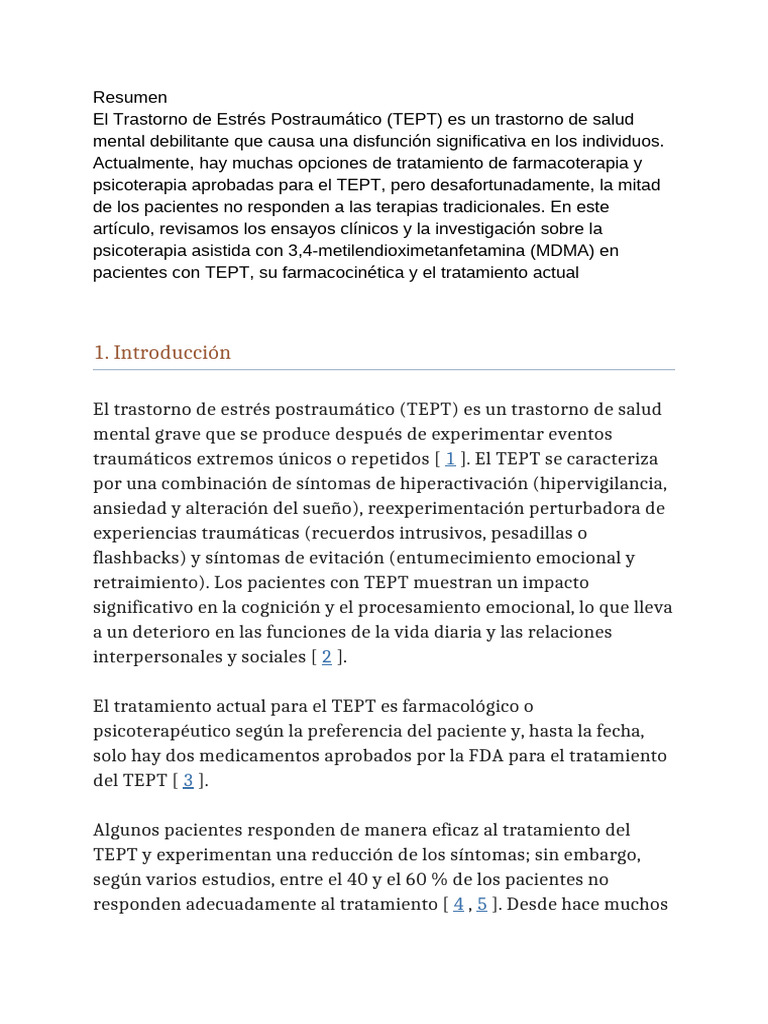 ResumenEl Trastorno de Estrés Postraumático (TEPT) es un tra | PDF | Desensibilización y ...