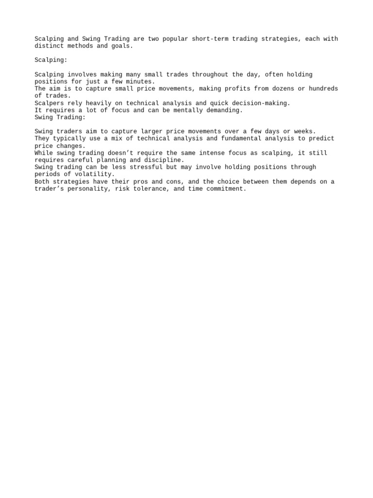 Scalping vs. Swing Trading Explained | PDF