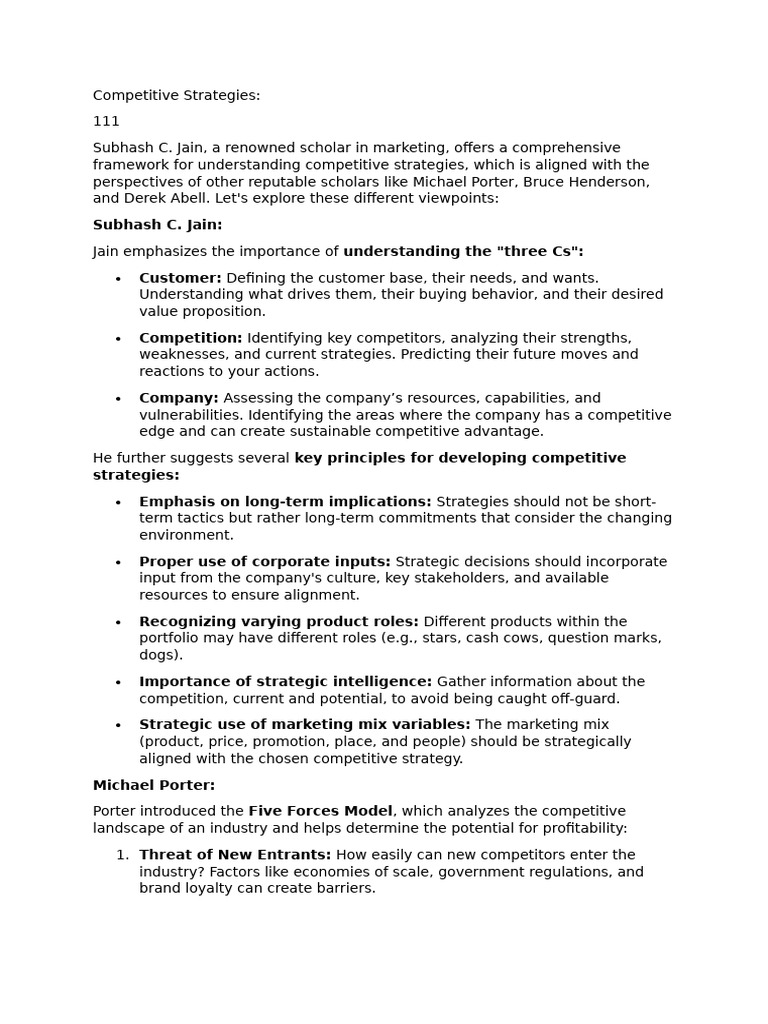Competitive Strategies | PDF | Strategic Management | Marketing
