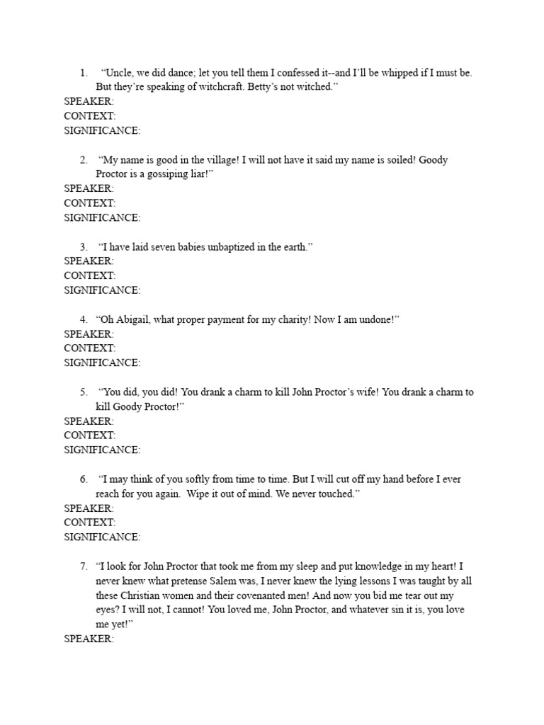 Accusations Against Goody Proctor | PDF