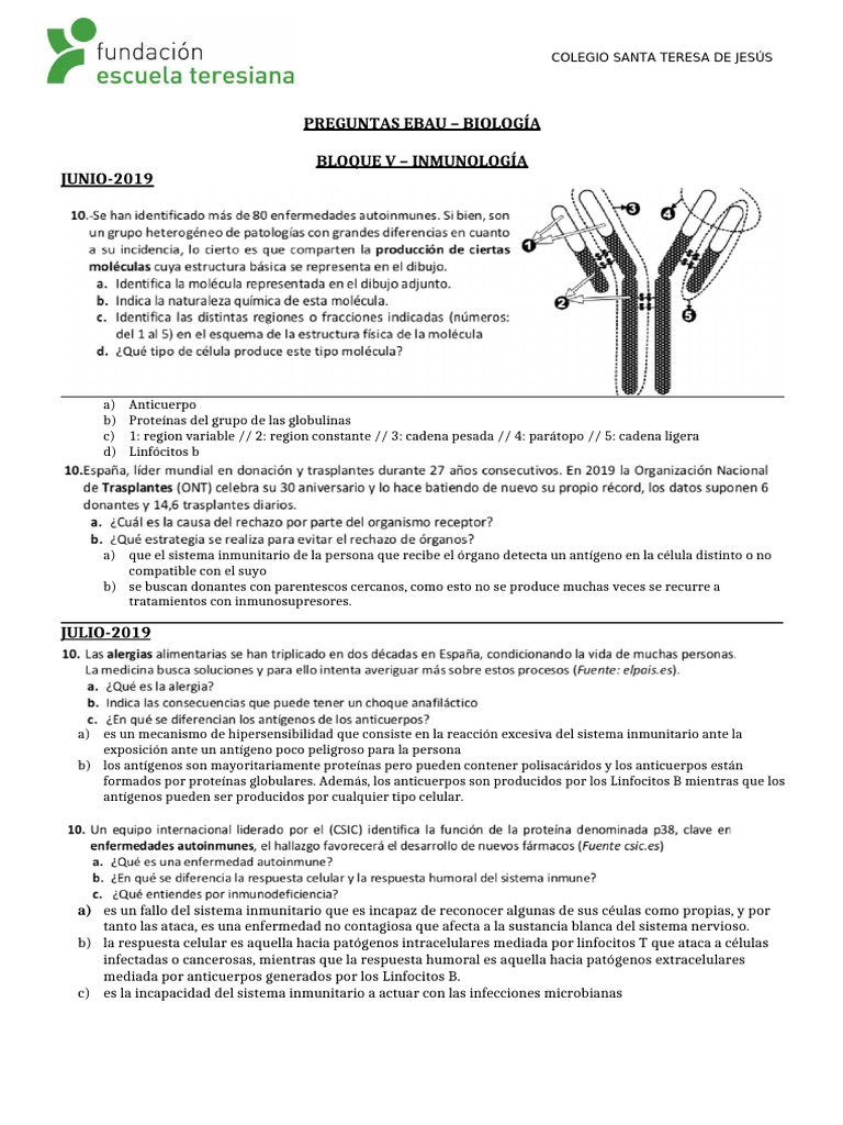 Preguntas Inmuno | PDF | Sistema inmune | Antígeno