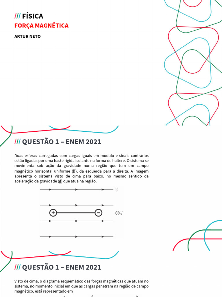 Força Magnética | PDF | Magnetismo | Campo magnético