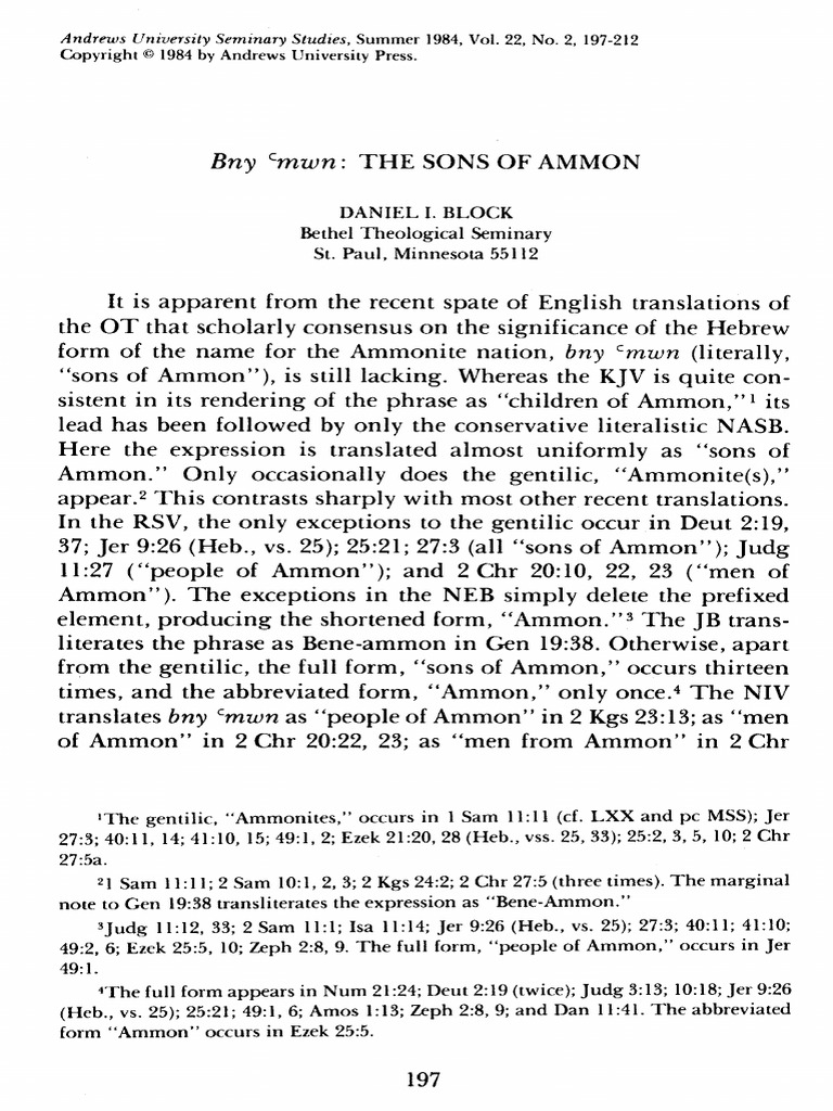 The Sons of Ammons | PDF