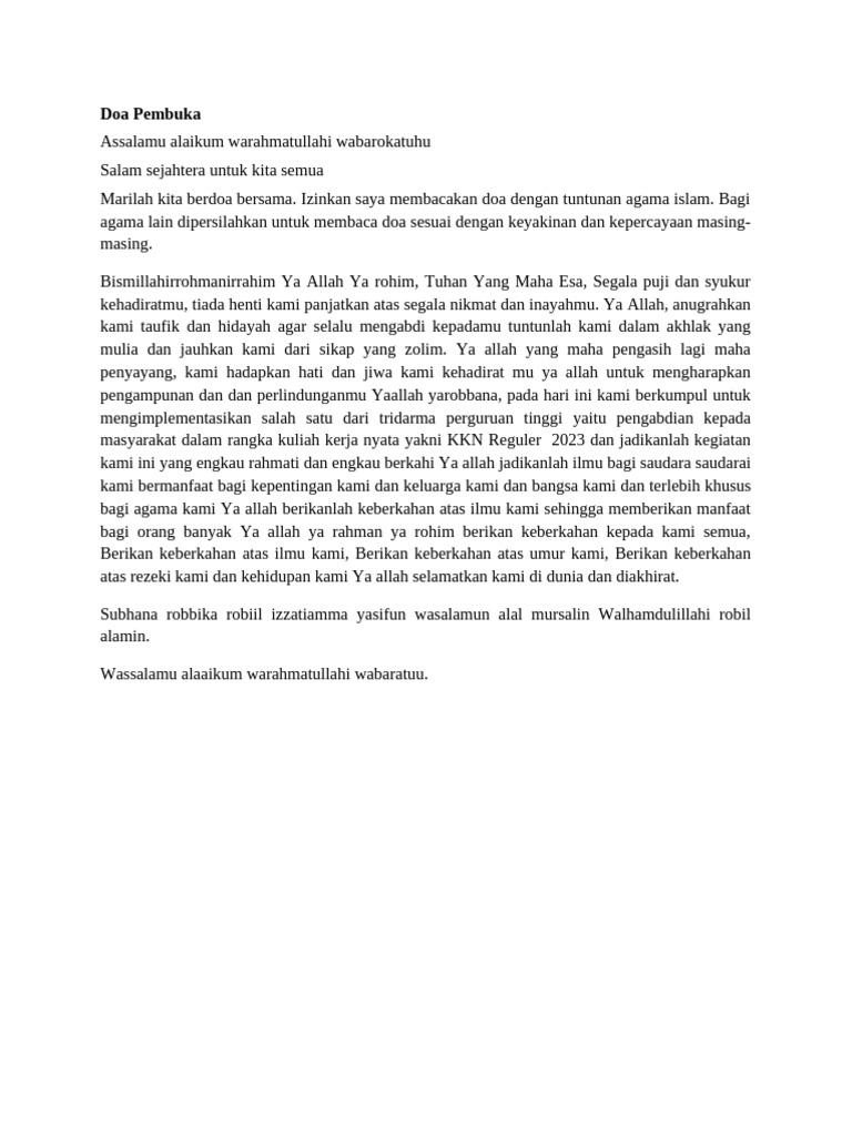 doa pembuka | PDF