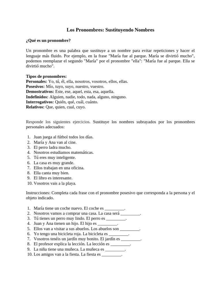 Qué es un pronombre | PDF