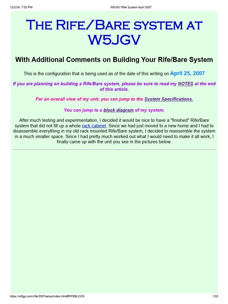 The Rife-Bare System at W5JGV | PDF | Power Supply | Amplifier