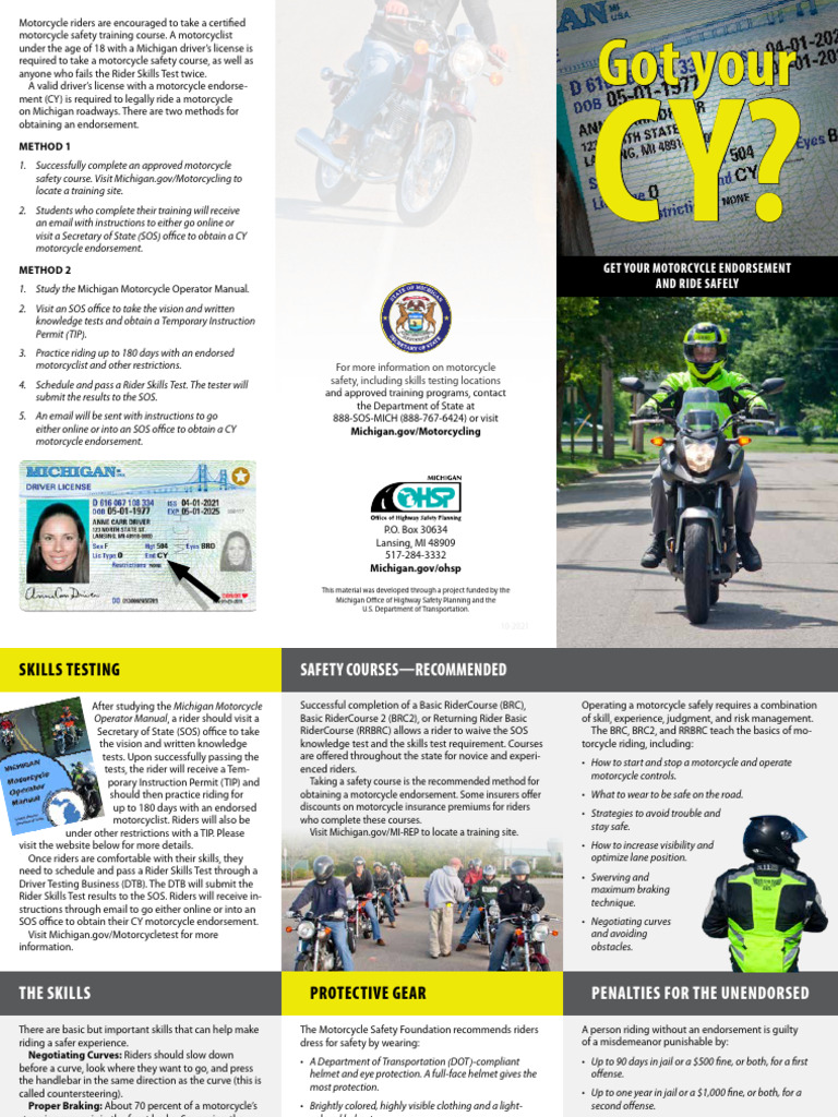 SOS OHSP Motorcycle Safety Brochure | PDF | Motorcycle | Land Transport