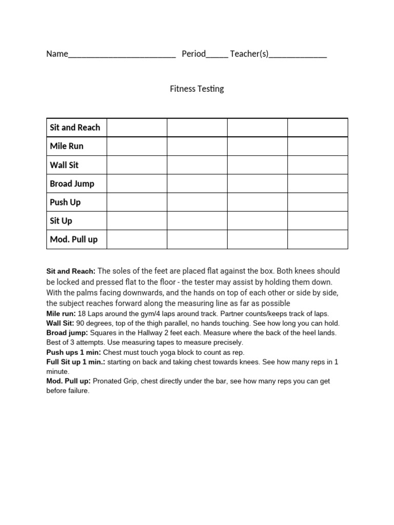 PE Fitness Testing 2024-1 | PDF