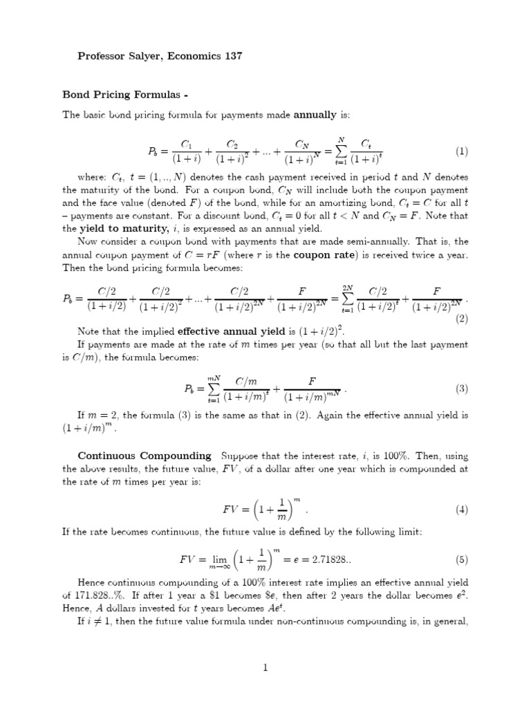 Bond Pricing | PDF | Bonds (Finance) | Bond Market