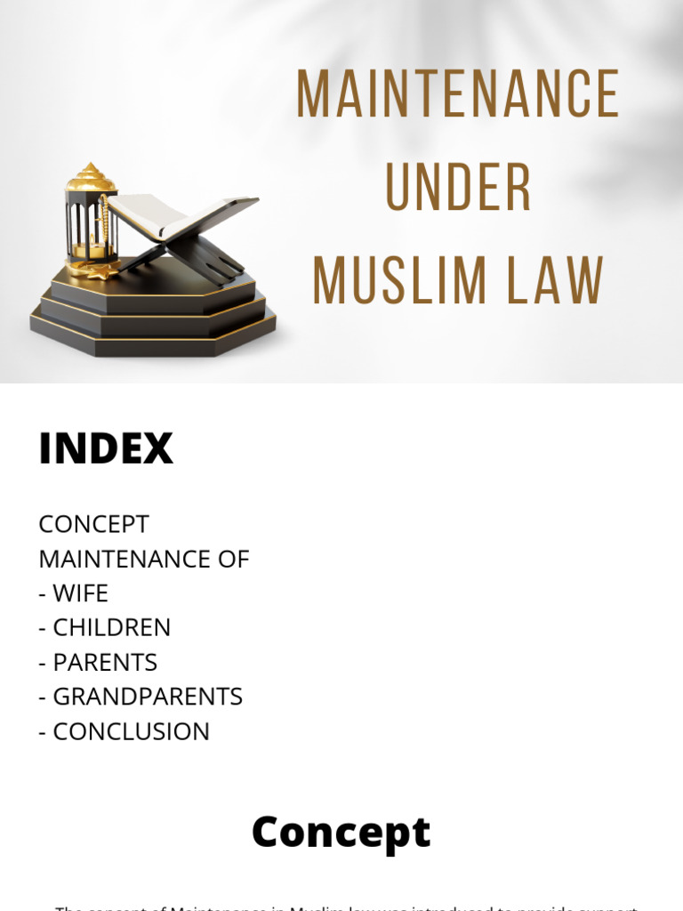 Maintenance Under Muslim Law | PDF | Marriage | Legitimacy (Family Law)