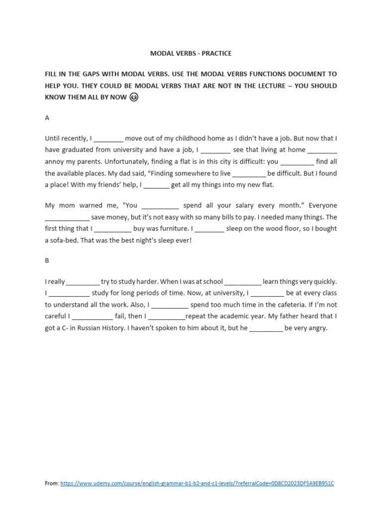 4 Extra Modals Practice | PDF