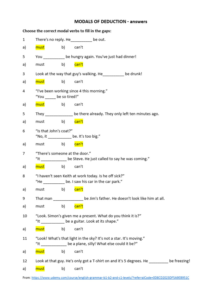 Answers 3 Modals of Deduction | PDF