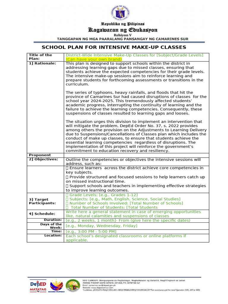 School Plan For Intensive Make | PDF | Educational Assessment | Teachers