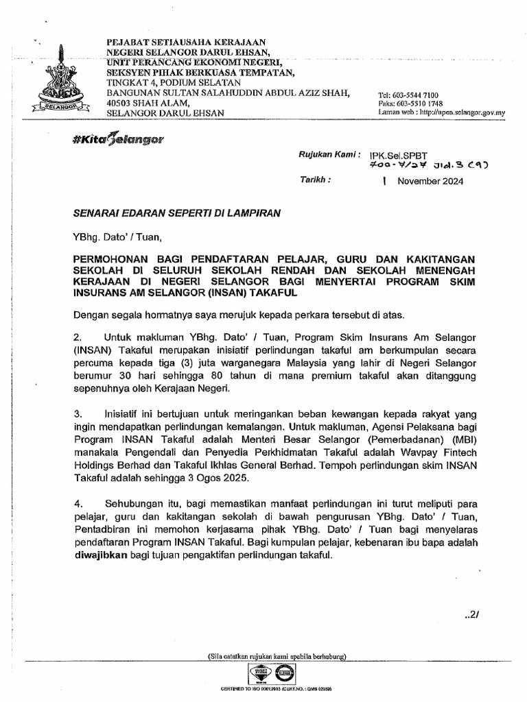 PROGRAM SKIM INSURANS AM SELANGOR (INSAN) TAKAFUL | PDF