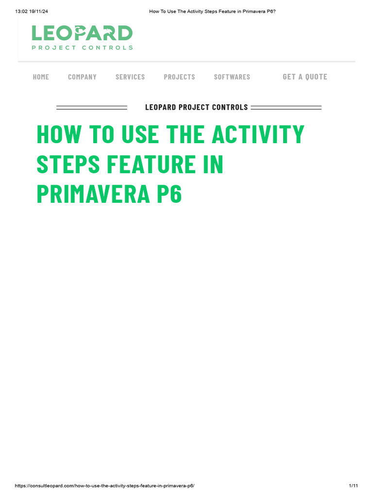 How To Use The Activity Steps Feature in Primavera P6 | PDF
