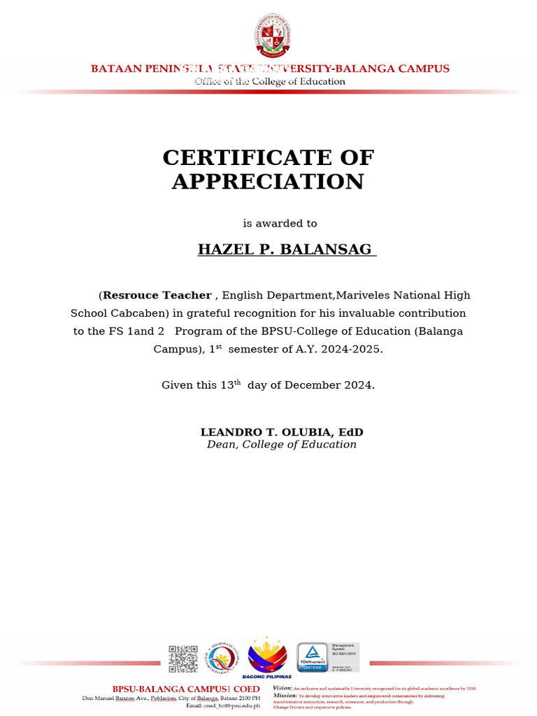 FS1and2 Certificate RT | PDF