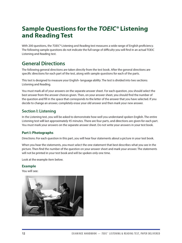 TOEIC Sample Question | PDF