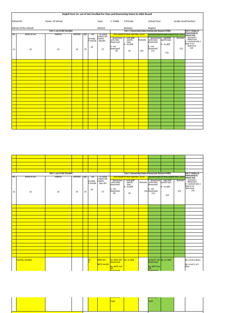 DepEd Deworming Status Report 2024-2025 | PDF