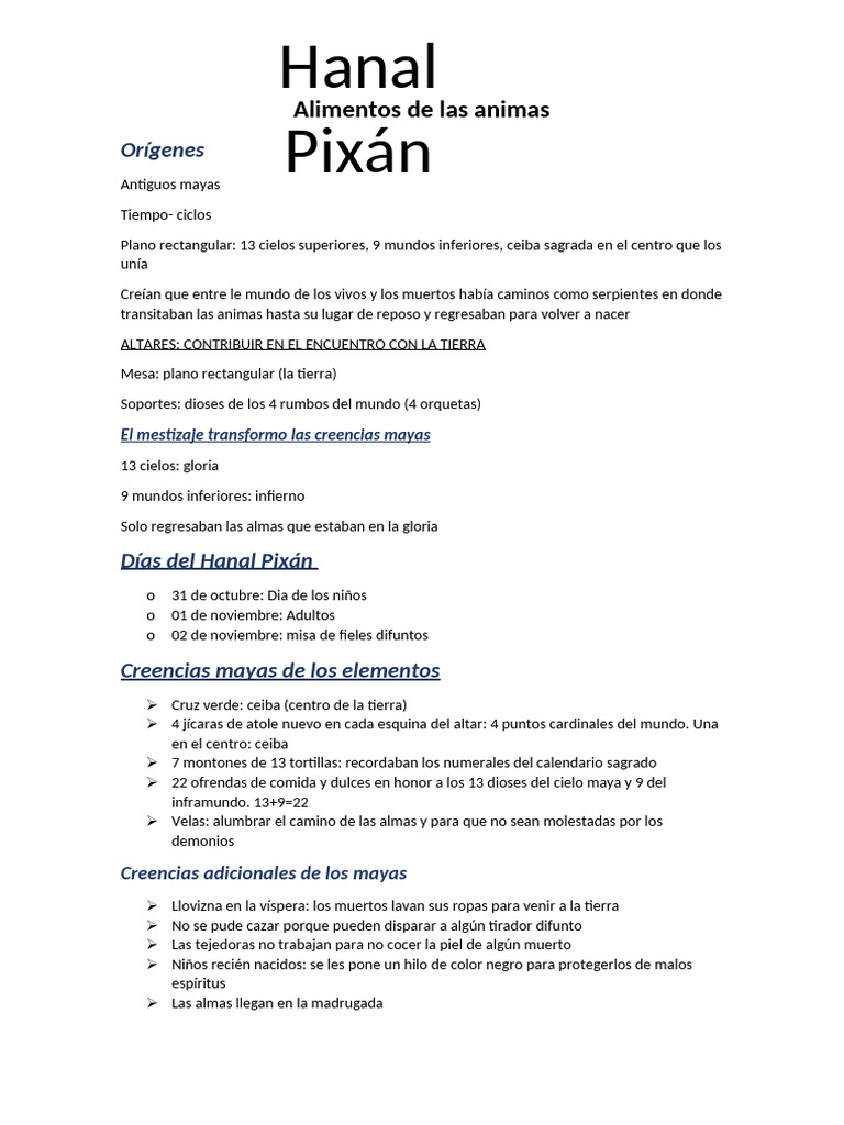 Alimentos y creencias en Hanal Pixán | PDF