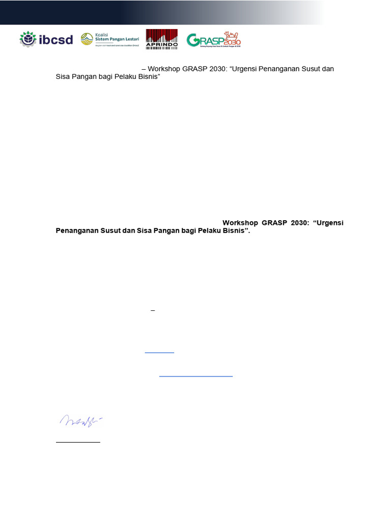 Undangan Peserta Workshop GRASP 2030 | PDF