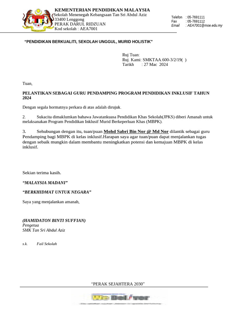 surat guru pendamping | PDF