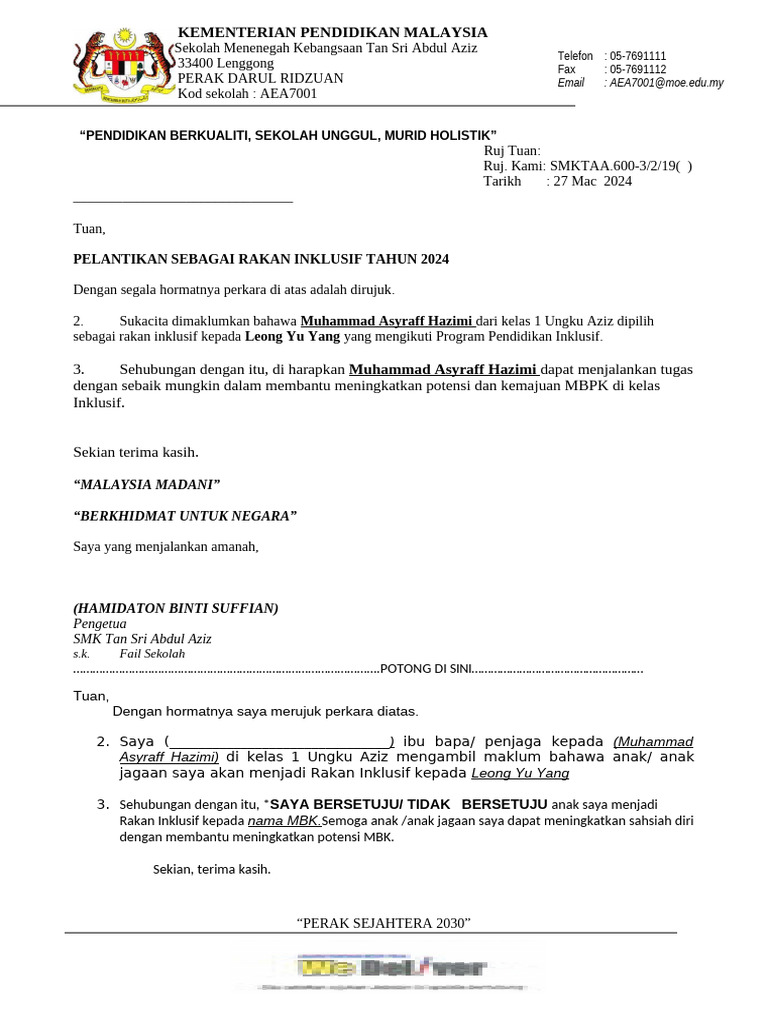 Surat Rakan Inklusif | PDF