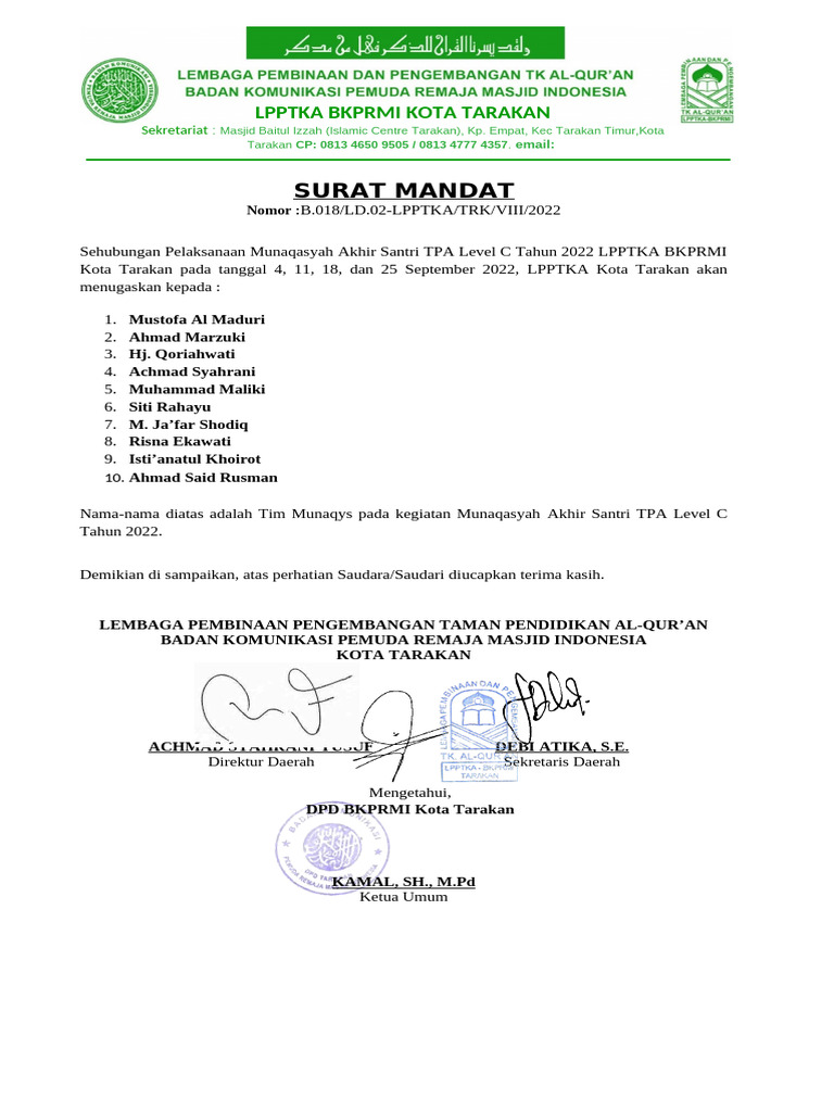 SURAT MANDAT | PDF