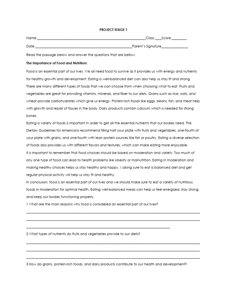 Nutrition Quiz for Students | PDF | Foods | Diet (Nutrition)