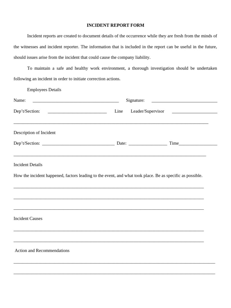 INCIDENT REPORT FORM | PDF