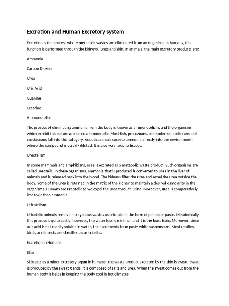 Excretion class 10 | PDF | Excretion | Kidney