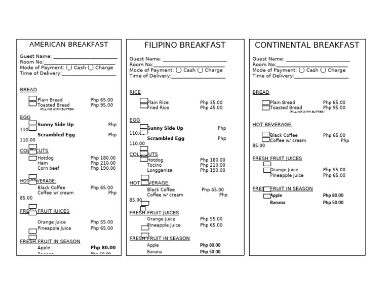 ROOM SERVICE | PDF | Cuisine | Food And Drink