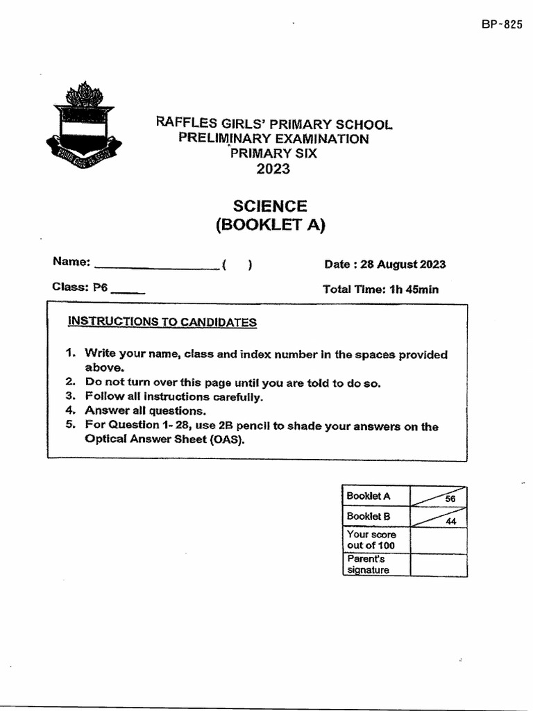 P6 Science 2023 SA2 Raffles | PDF