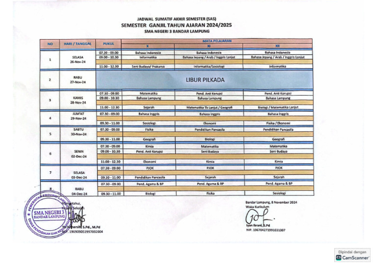 JADWAL SAS GANJIL 2024 | PDF