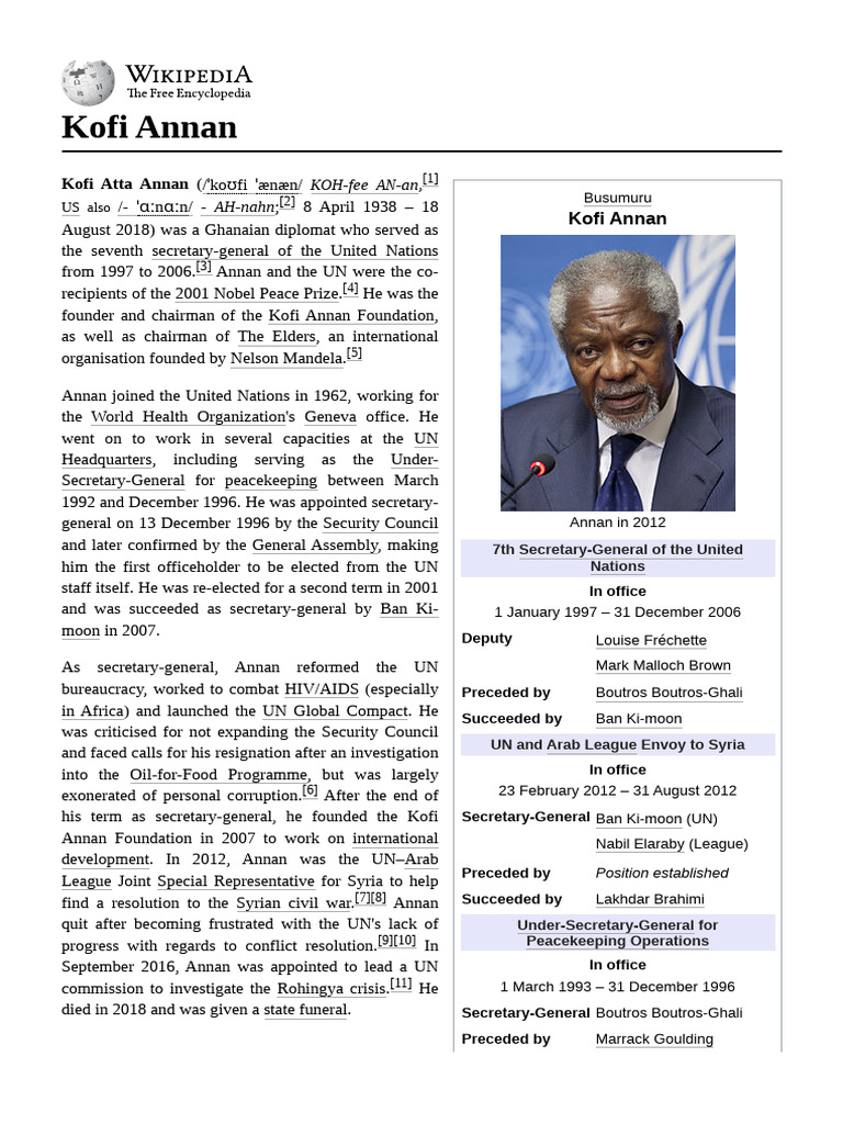 Kofi_Annan | PDF | Kofi Annan | International Relations