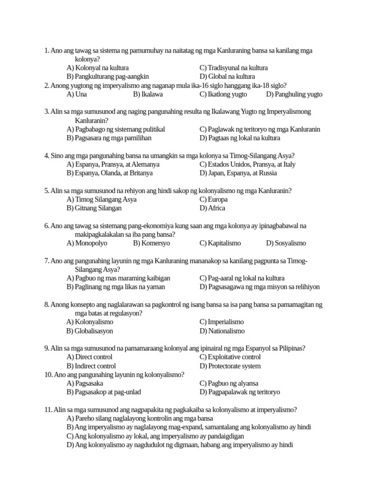 mastery-test-sa-2nd-quarter | PDF