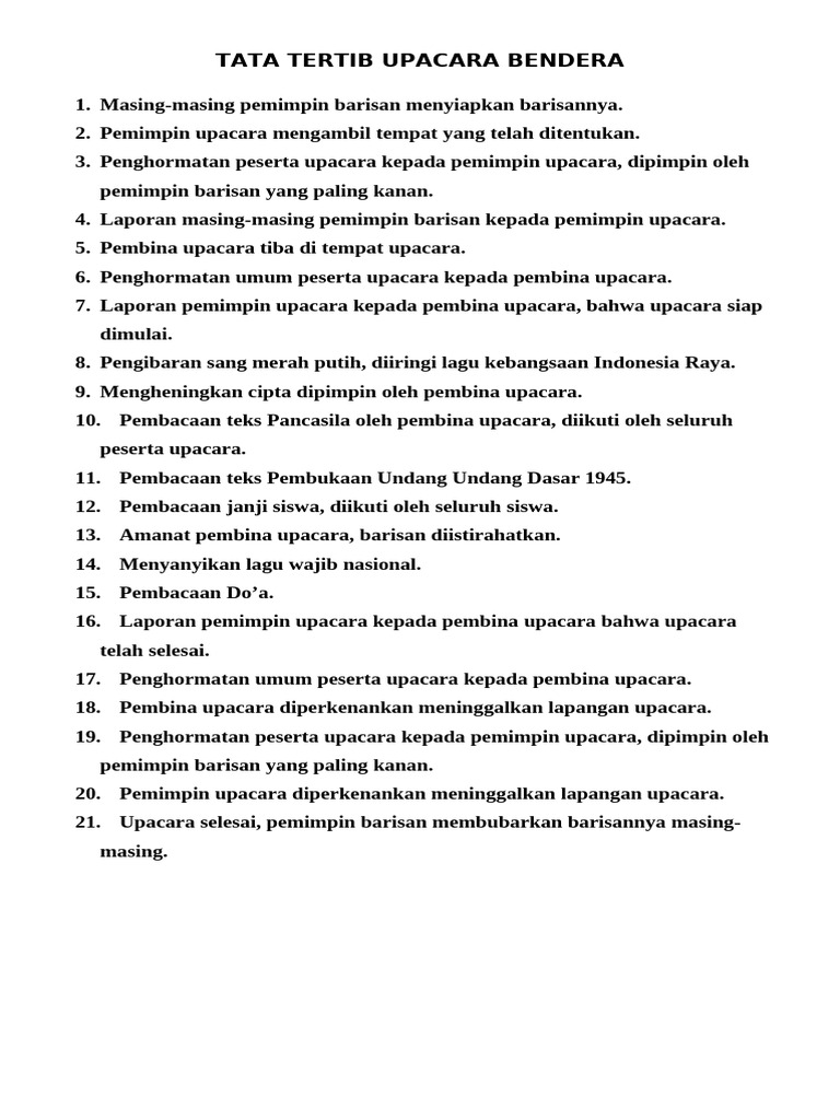 Tata Tertib Upacara Bendera | PDF