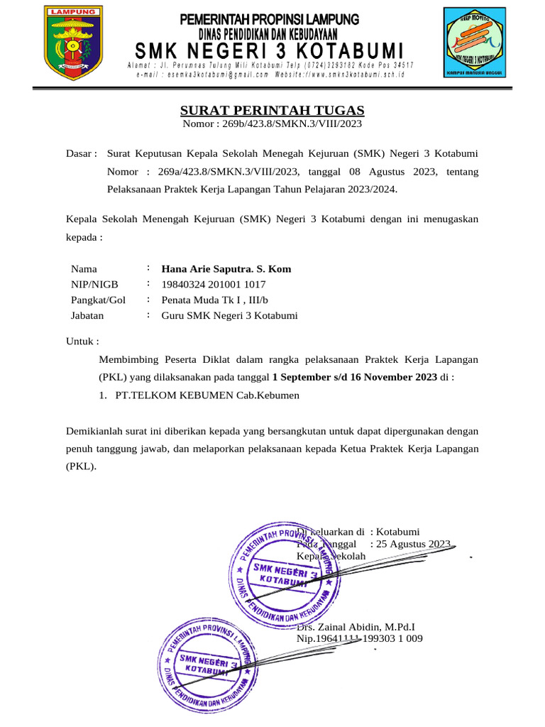 Surat Perintah Tugas 2023 | PDF