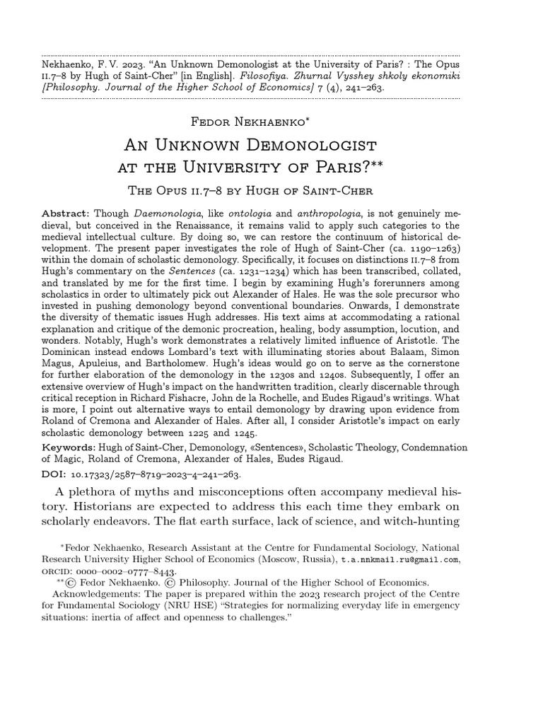 An Unknown Demonologist at The University of Paris? | PDF | Demons | Angel